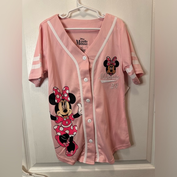 Disney | Shirts & Tops | Disney Minnie Mouse Pink Baseball Jersey ...